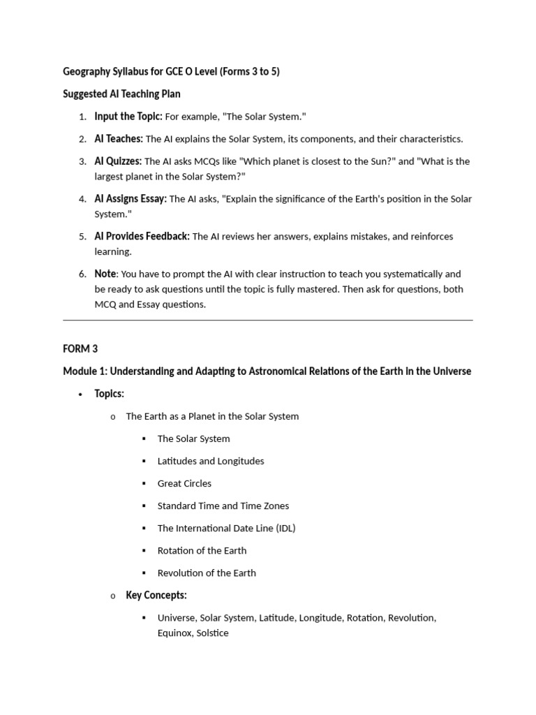 GCE O Level Geography Syllabus 2025 | PDF | Climate | Ecosystem