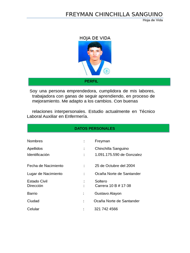 Hoja de Vida Freyman Chinchilla Sanguino | PDF | Fiscal | Gobierno