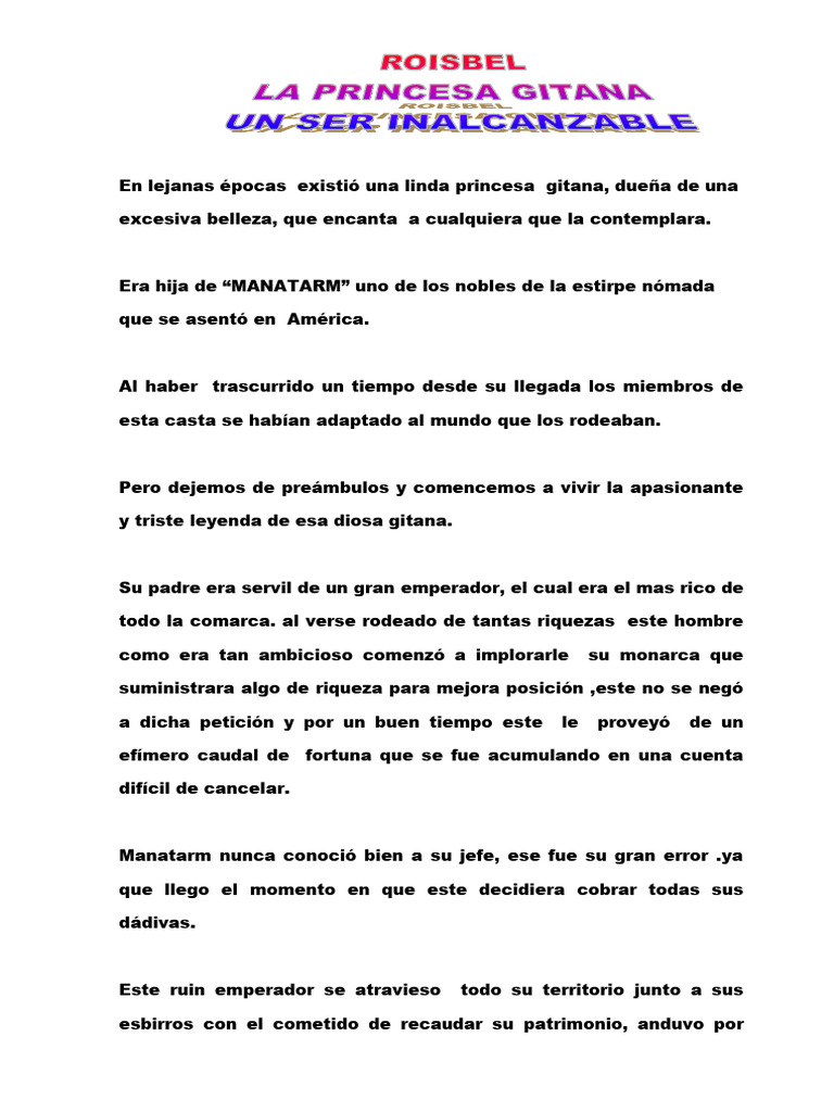 La Leyenda de la Princesa Gitana | PDF