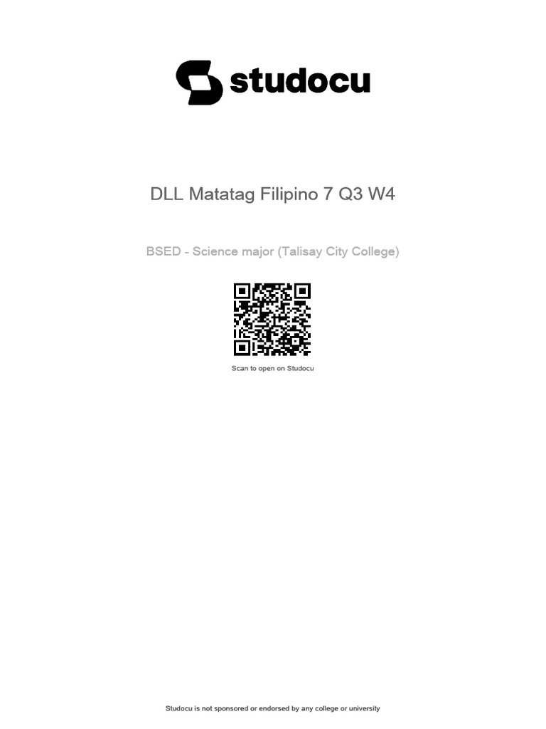 DLL Matatag Filipino 7 q3 w4 | PDF