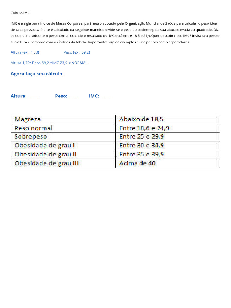 Cálculo IMC.pdf | PDF