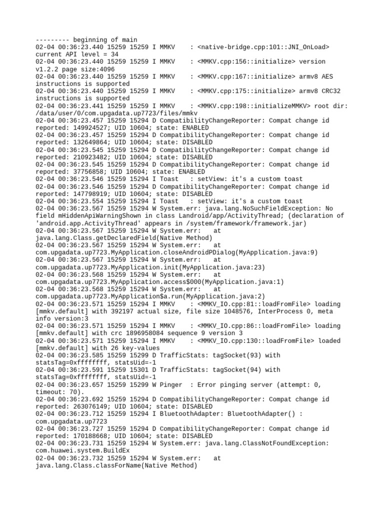 Com - Upgadata.up7723 Logcat | PDF | Computer Architecture | Operating System Technology