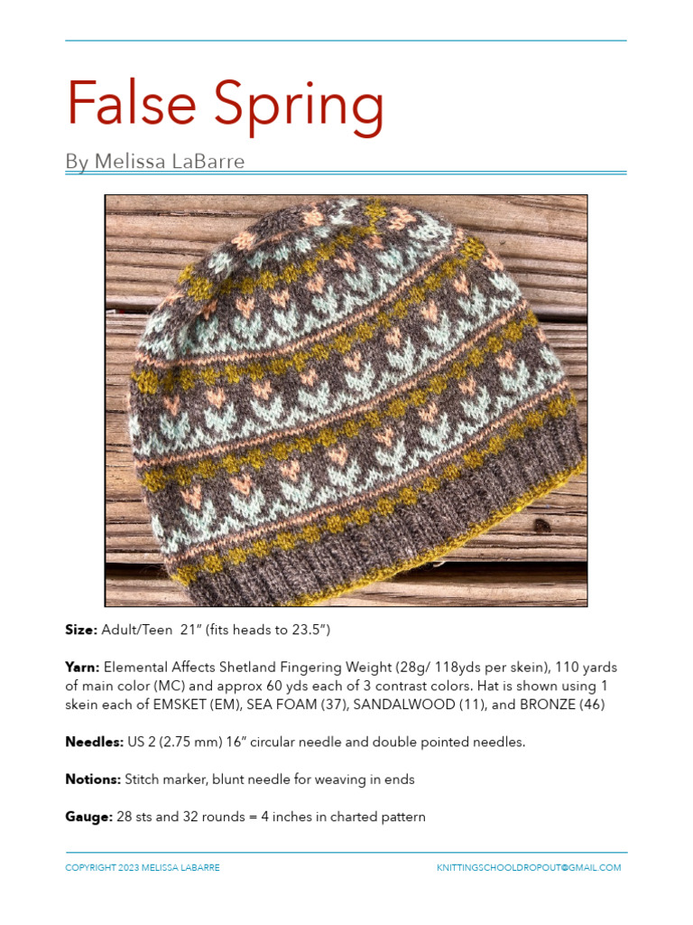 False Spring Hat Pattern 2023 | PDF