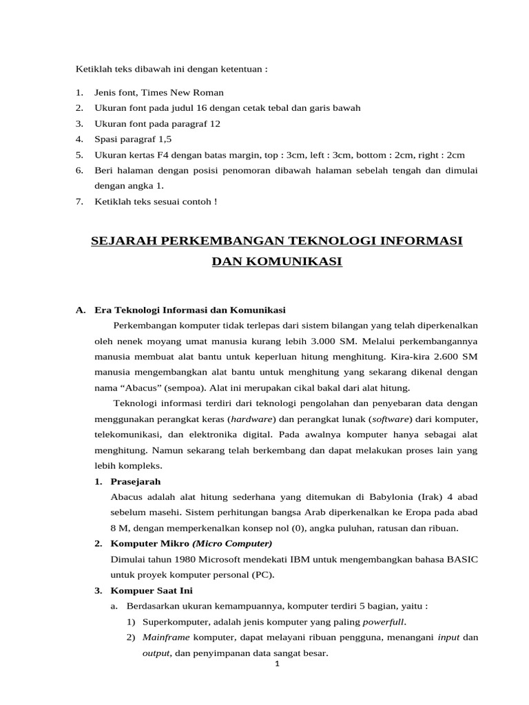Sejarah Perkembangan Teknologi Informasi Dan Komunikasi | PDF