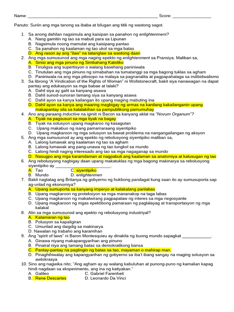 AP8 Q3 Second Written Work | PDF