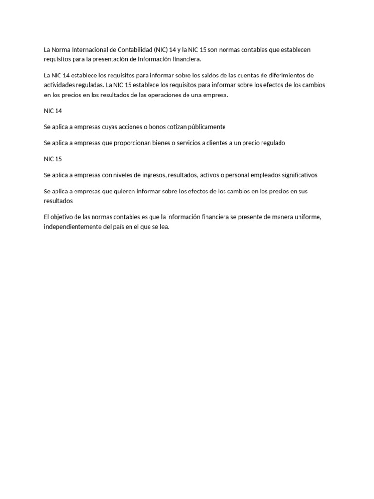 Requisitos de la NIC 14 y NIC 15 | PDF