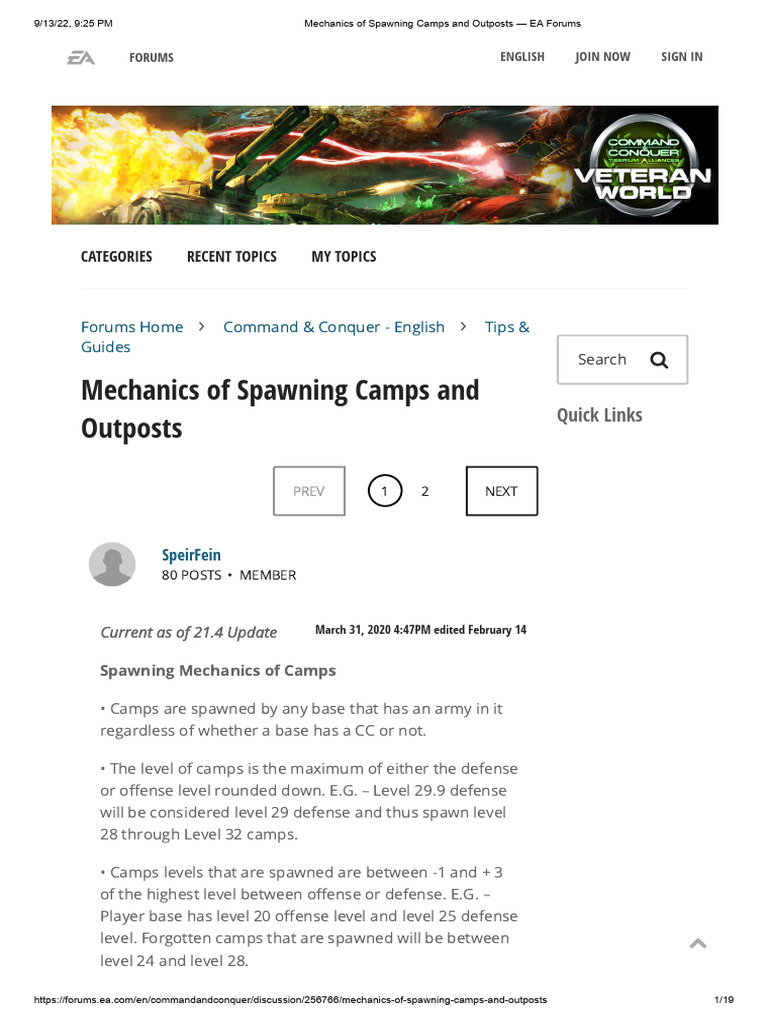 Mechanics of Spawning Camps and Outposts - EA Forums | PDF