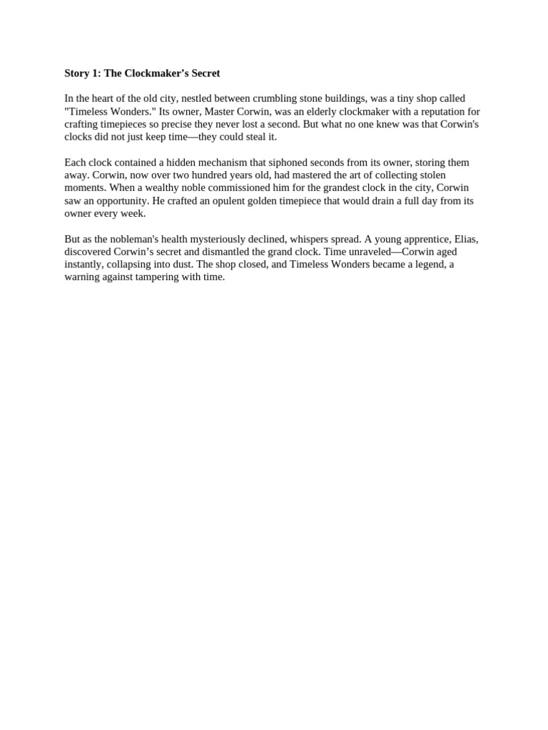 The Clockmaker's Time Theft Tale | PDF