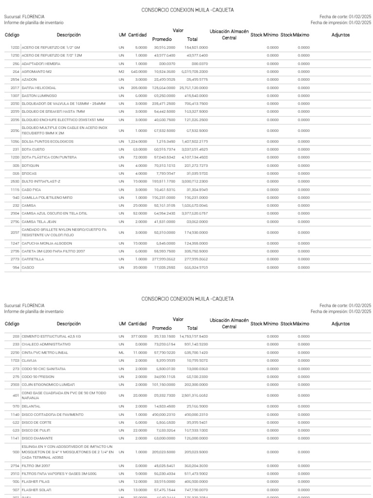 Sinco ERP - CONSORCIO CONEXION HUILA -CAQUETA enero 2025 | PDF