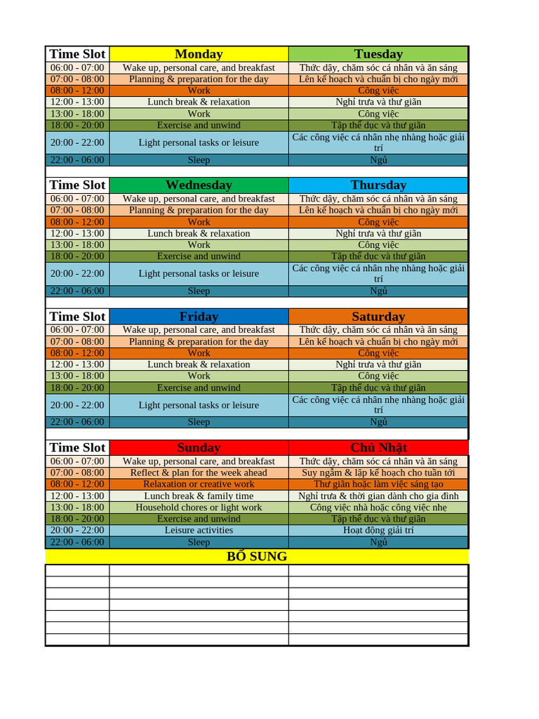 Weekly Schedule | PDF