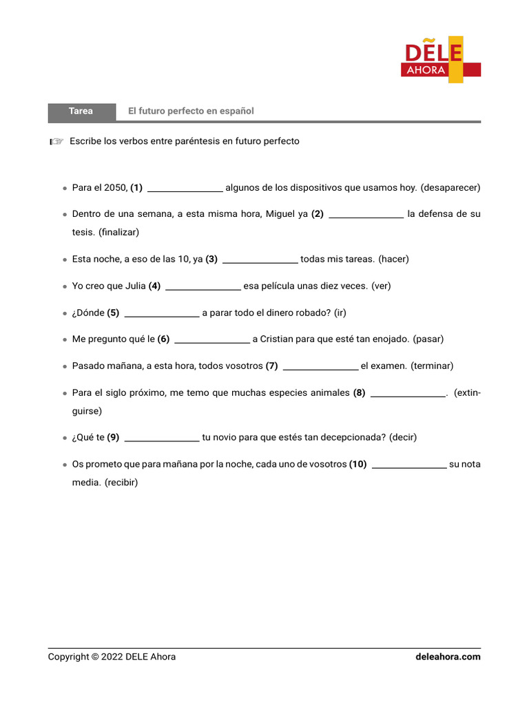 El Futuro Perfecto en Espanol | PDF
