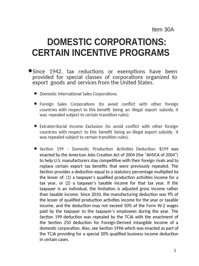 30A - Domestic Corporations - FA24 | PDF | Tax Deduction | Taxes
