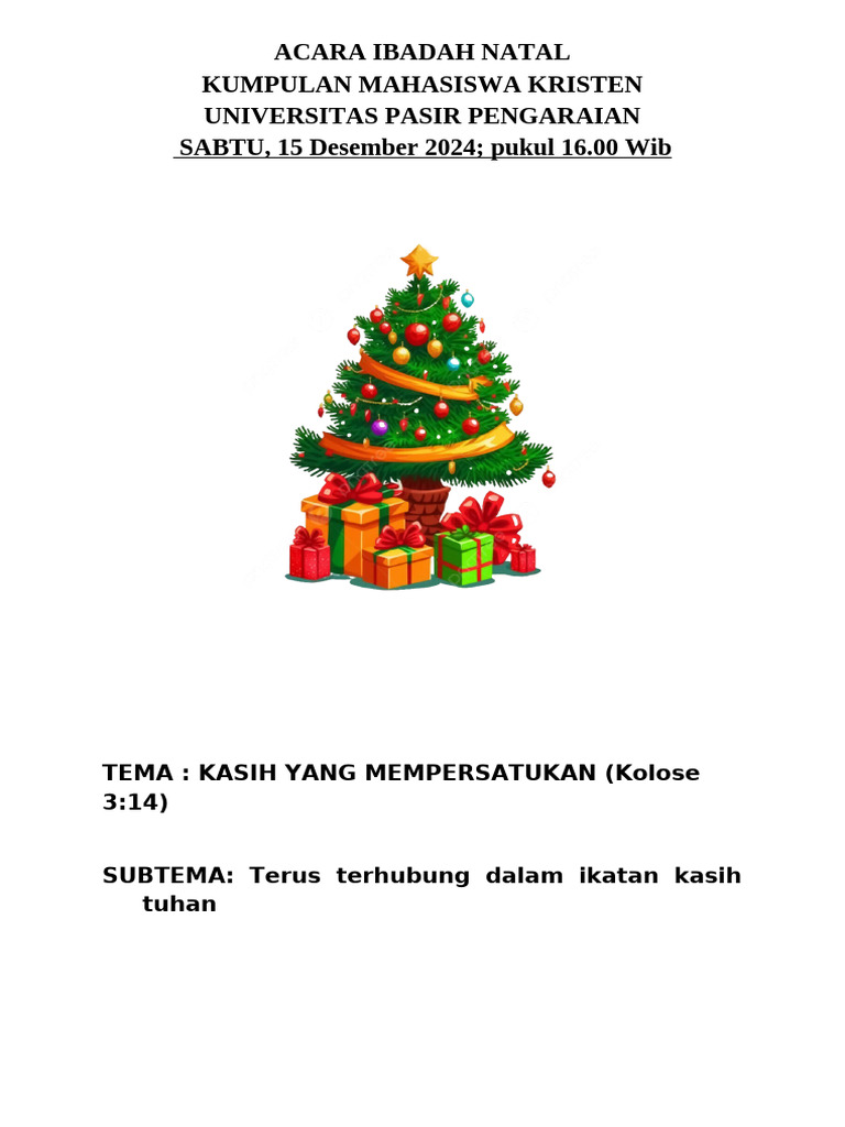 Rundown Acara Natal KMK 2024 | PDF