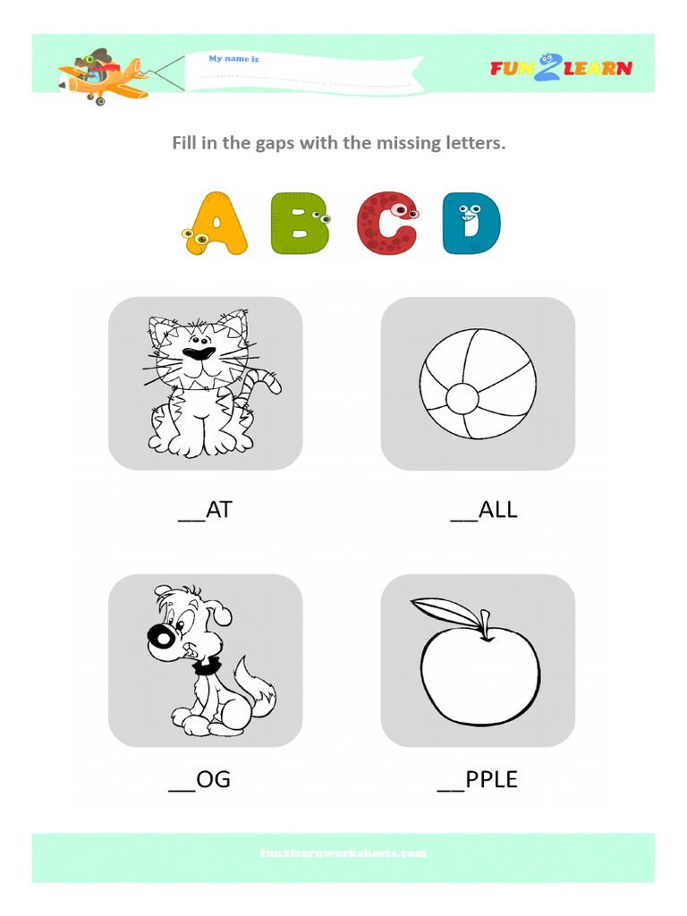 Colour and Write Worksheet Abcd Apple Ball Cat Dog f2l English | PDF