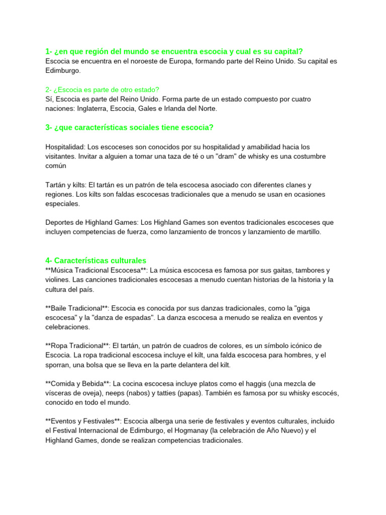 Características y Cultura de Escocia | PDF | Escocia | Reino Unido