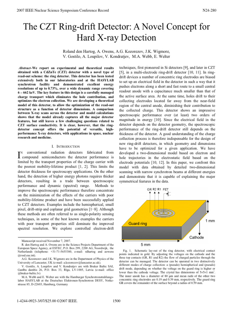 The CZT Ring-Drift Detector A Novel Concept For Hard X-Ray Detection ...