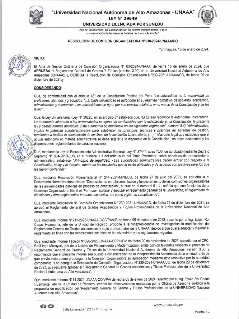 Reglamento General de Grados y Títulos 2024 - Vigente (1) (2) | PDF