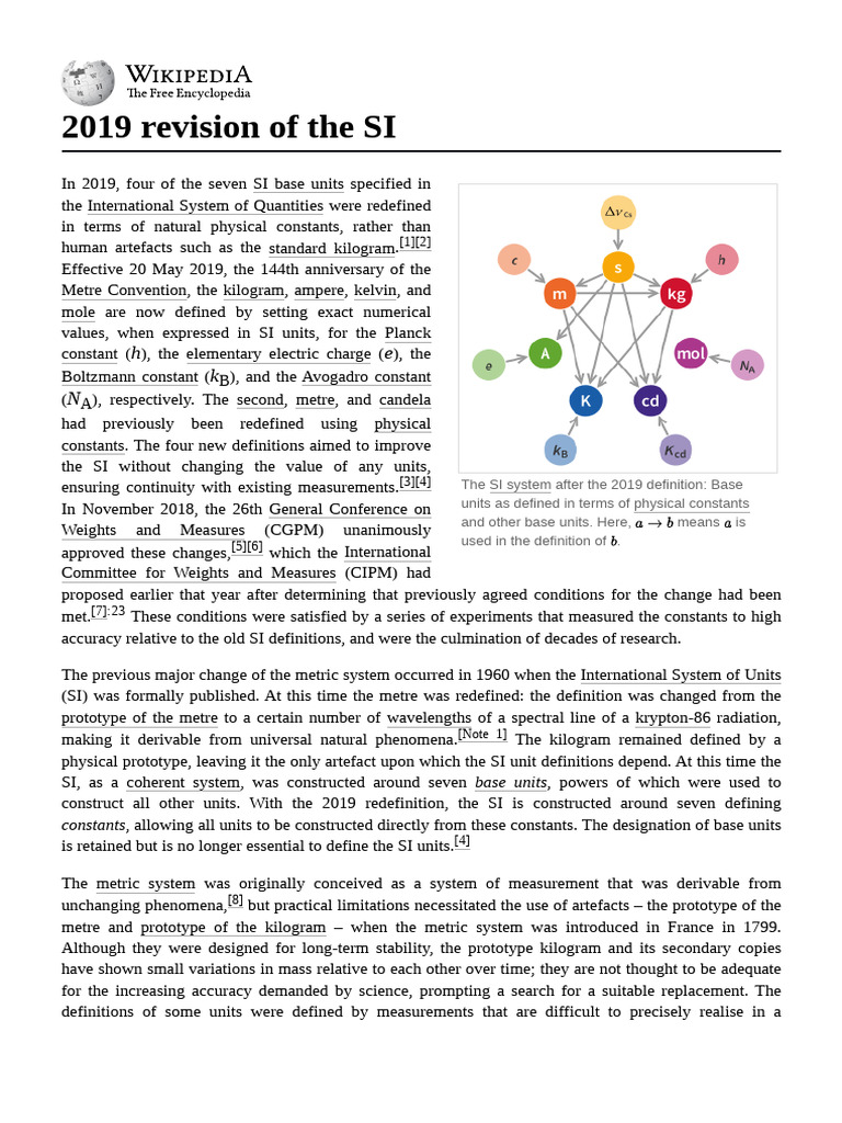 2019 Redefinition of SI Units | PDF | Mole (Unit) | International ...