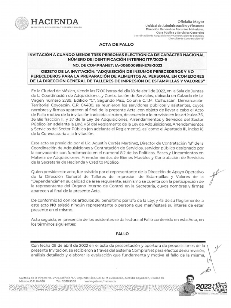 Acta de Fallo-ITN-2022-9 | PDF