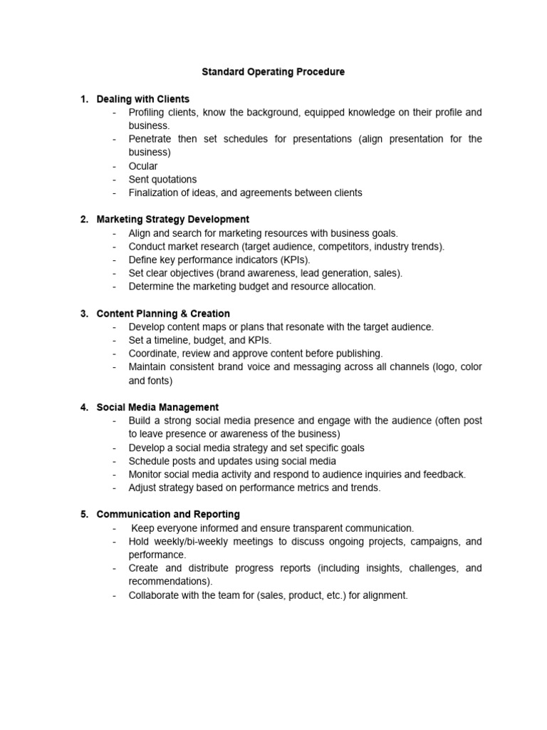 Standard Operating Procedure | PDF