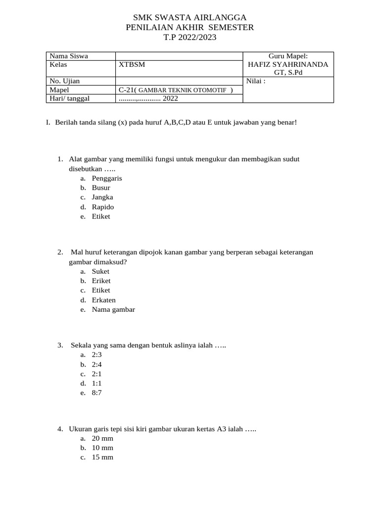 SOAL PAS C21 KLS X TBSM (1) | PDF
