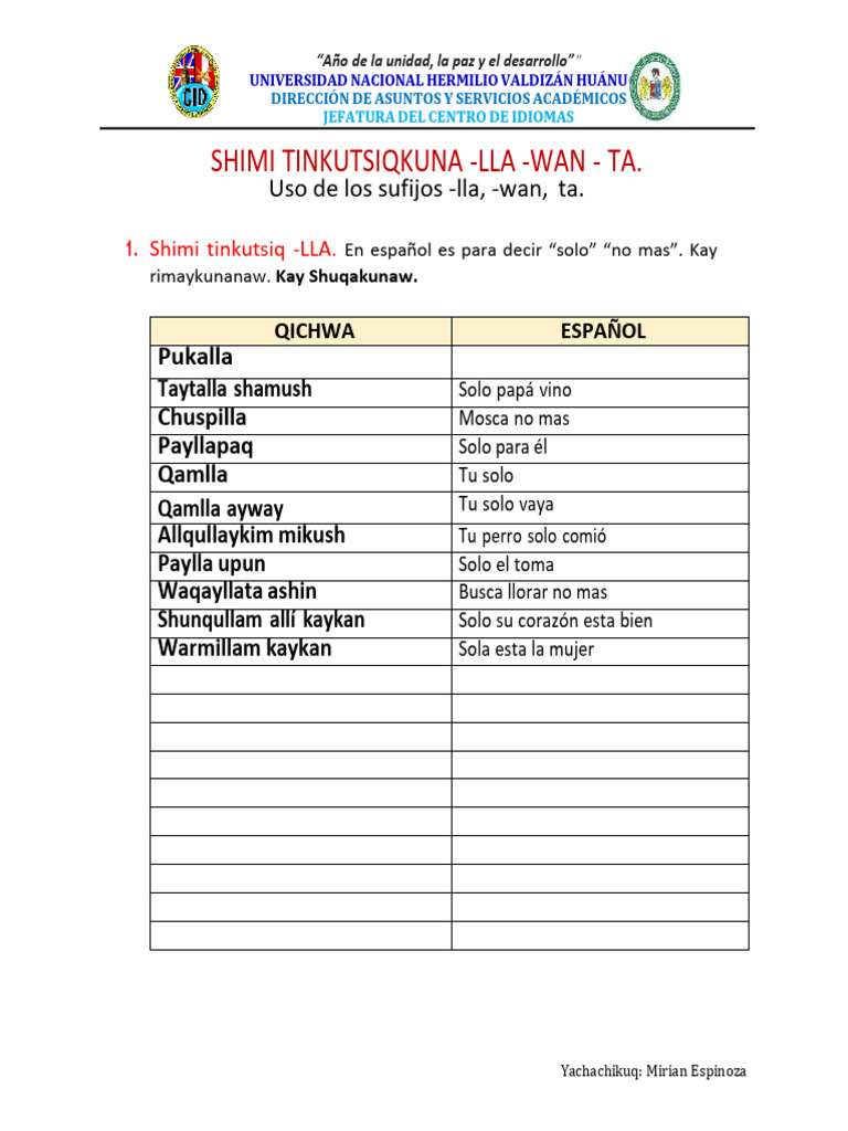 SHIMI TINKUTSIQKUNA Lla Wan Ta | PDF