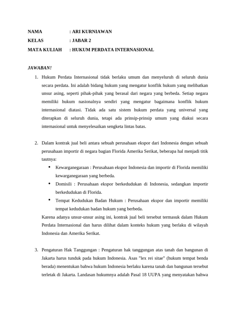 HUKUM PERDATA INTERNASIONAL | PDF