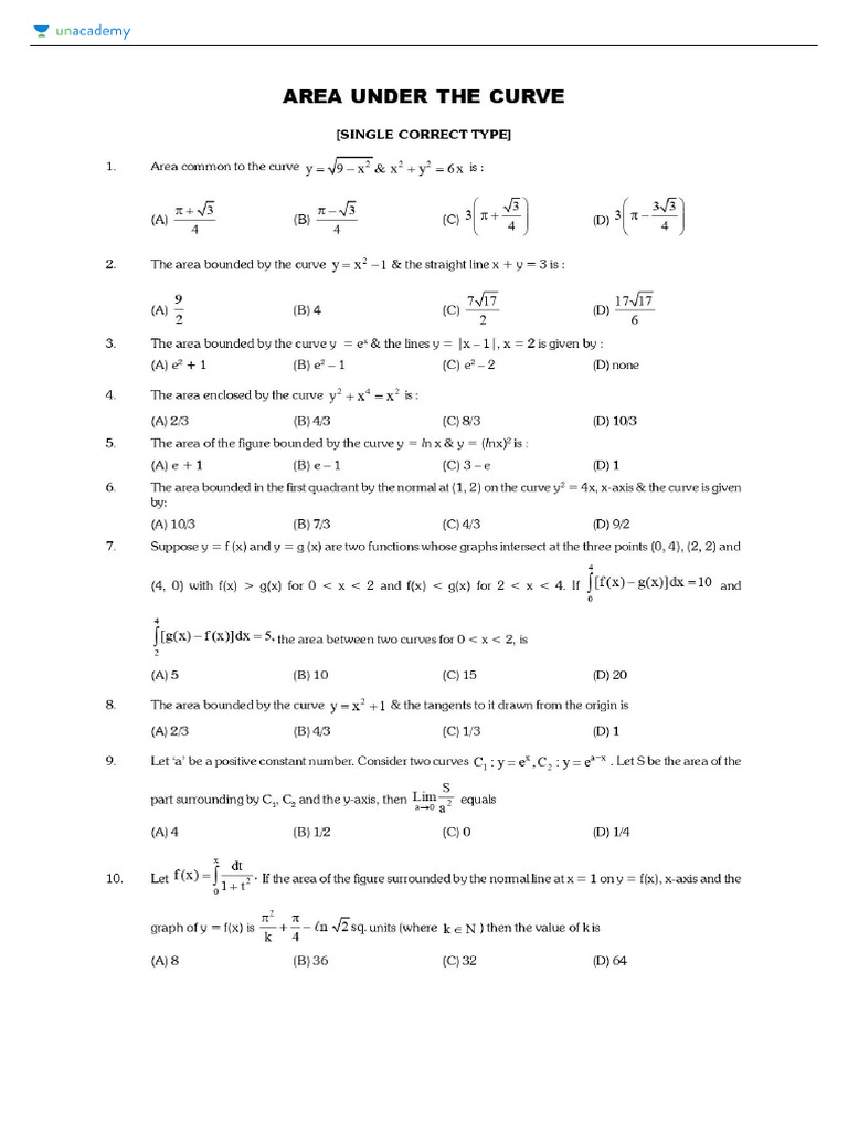 Area Under The Curve | PDF