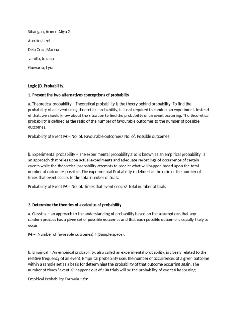 Logic (Probability) | PDF | Probability | Probability Theory