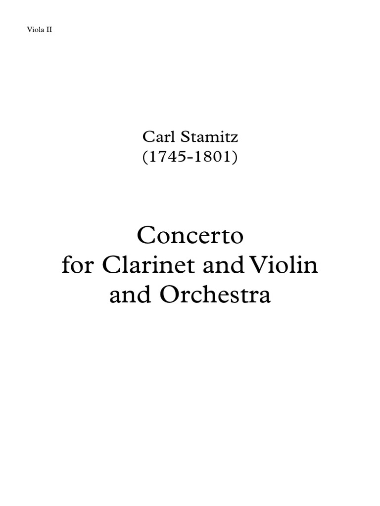 Violas II - Concerto For Clarinet and Violin in B-Flat Major (Stamitz ...
