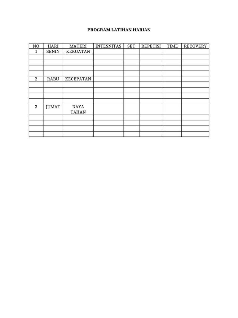 Program Latihan Harian: Kekuatan & Kecepatan | PDF
