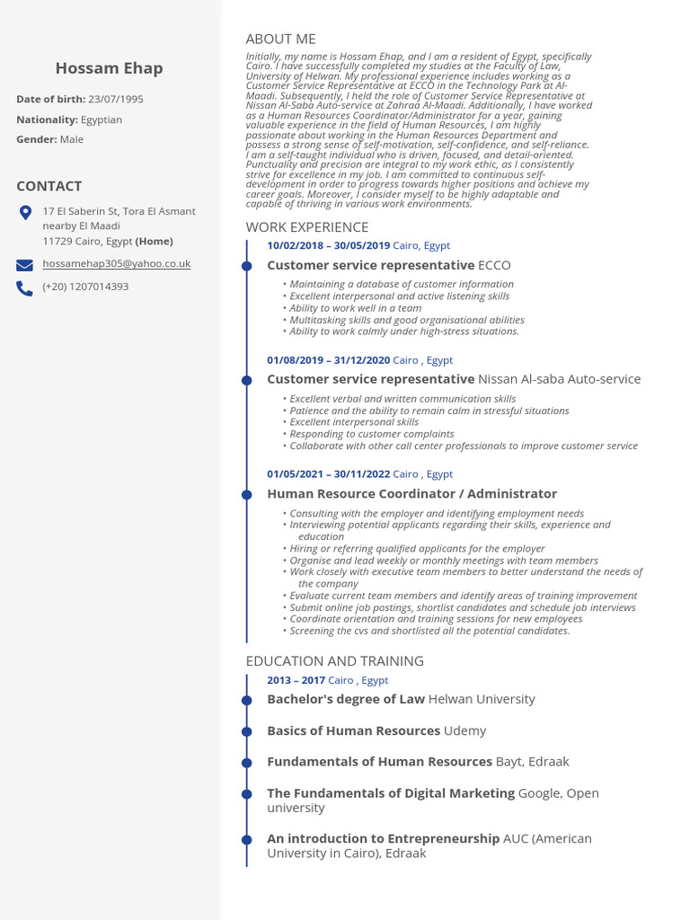 CV - Hossam Ehap | PDF | Communication | Human Communication