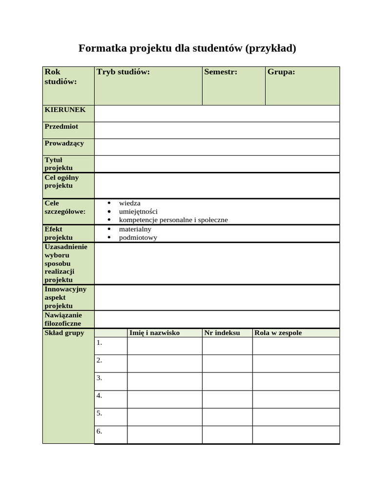 Projekt Formatka | PDF