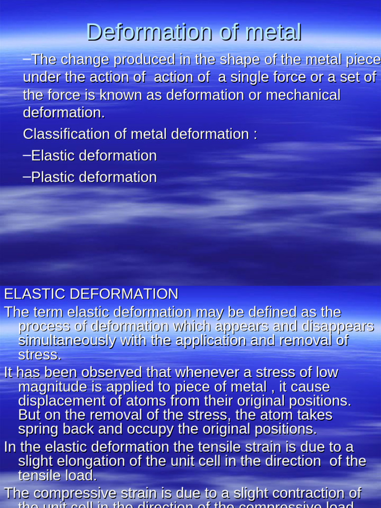 Deformation of Metal | PDF | Deformation (Engineering) | Plasticity ...