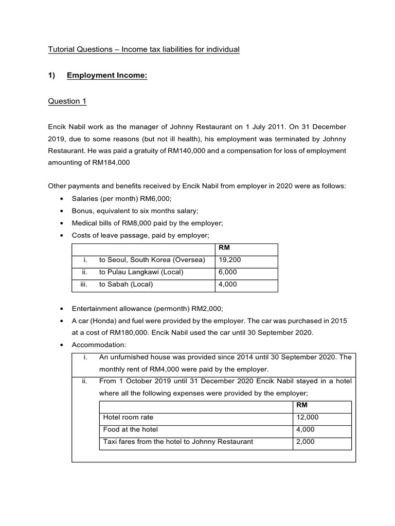 Tutorial Income Tax Liabilities For Individual | PDF | Employment | Salary