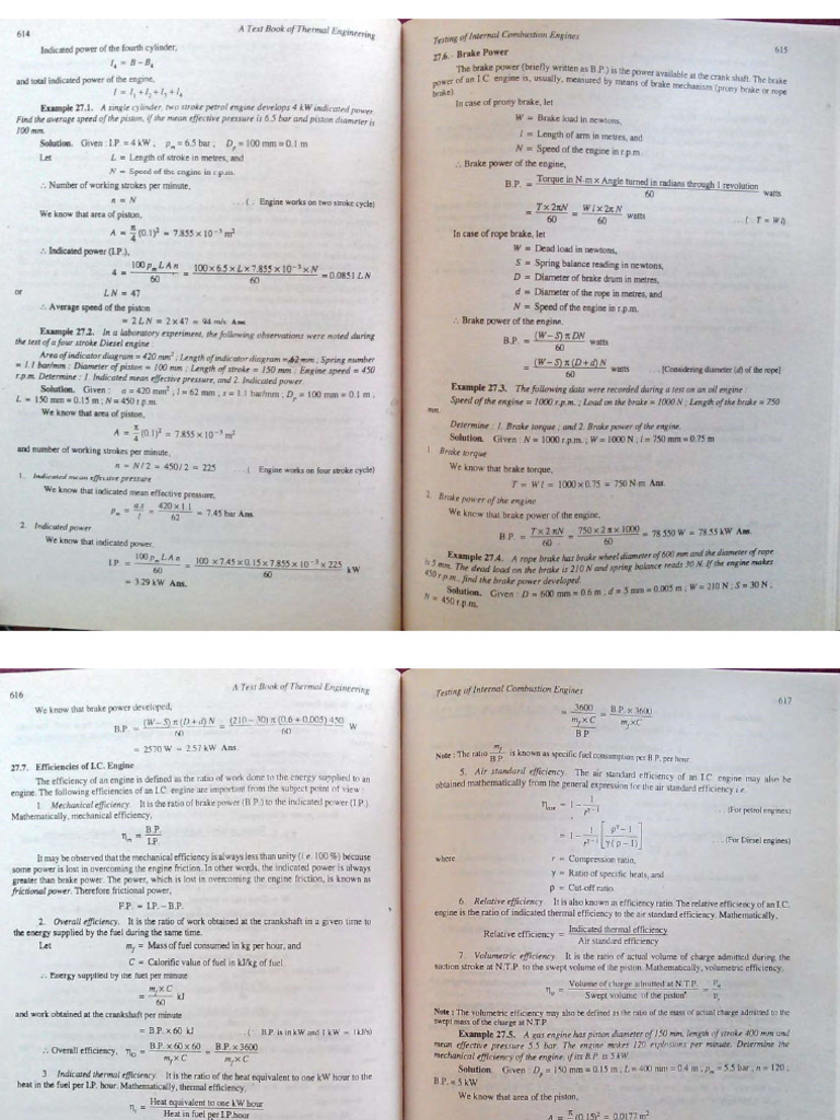 IC Engine Mathematical Problems | PDF