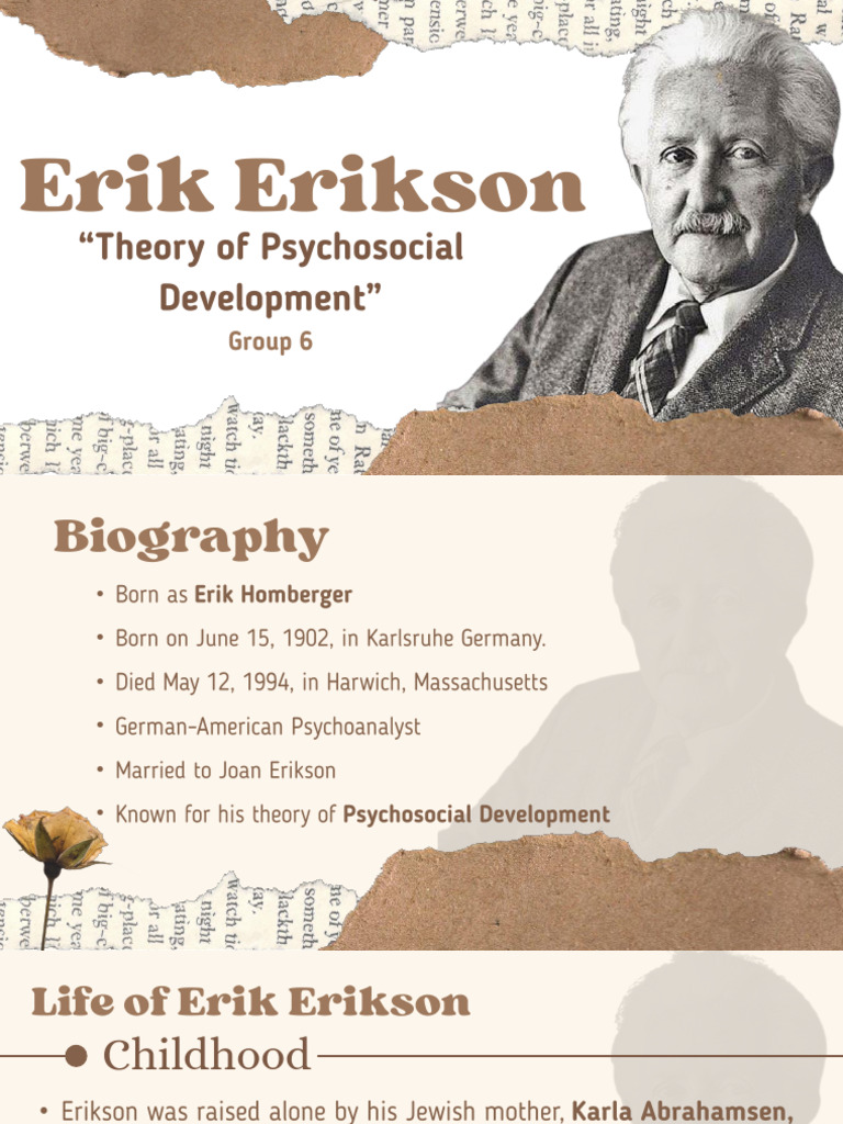 Erik Erickson Theory of Psychosocial Development GROUP 6 AAAACK | PDF