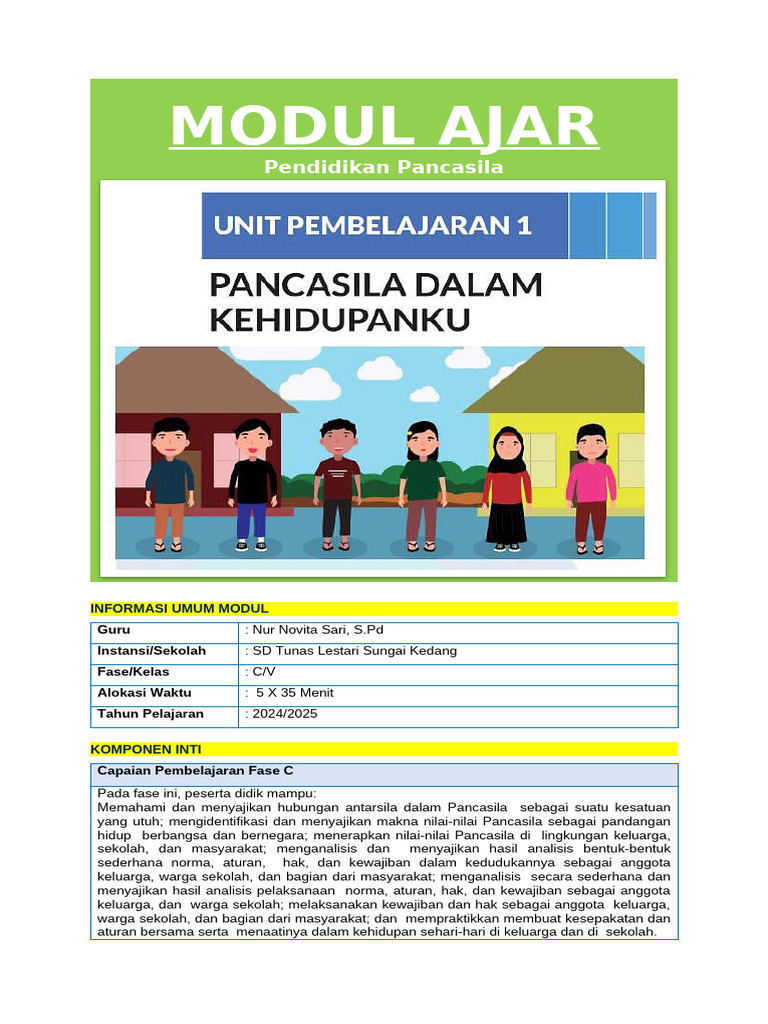 Modul Ajar Unit 1 PB1 | PDF