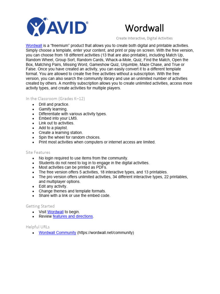 Wordwall Tip Sheet | PDF