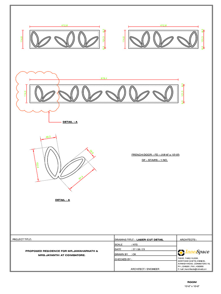 Laser Cut - French Door - FD (18'-6 X 10'-0) RVD Model | PDF