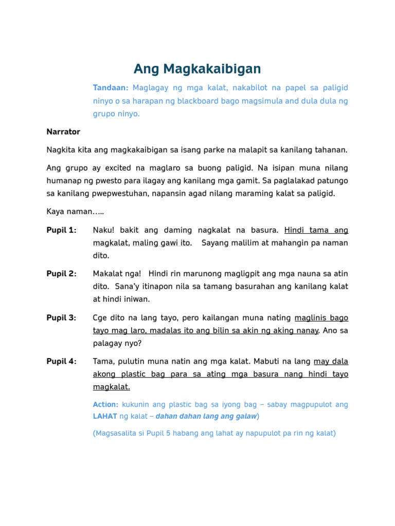 Dula-Dulan Sa ESP: Ang Magkakaibigan | PDF