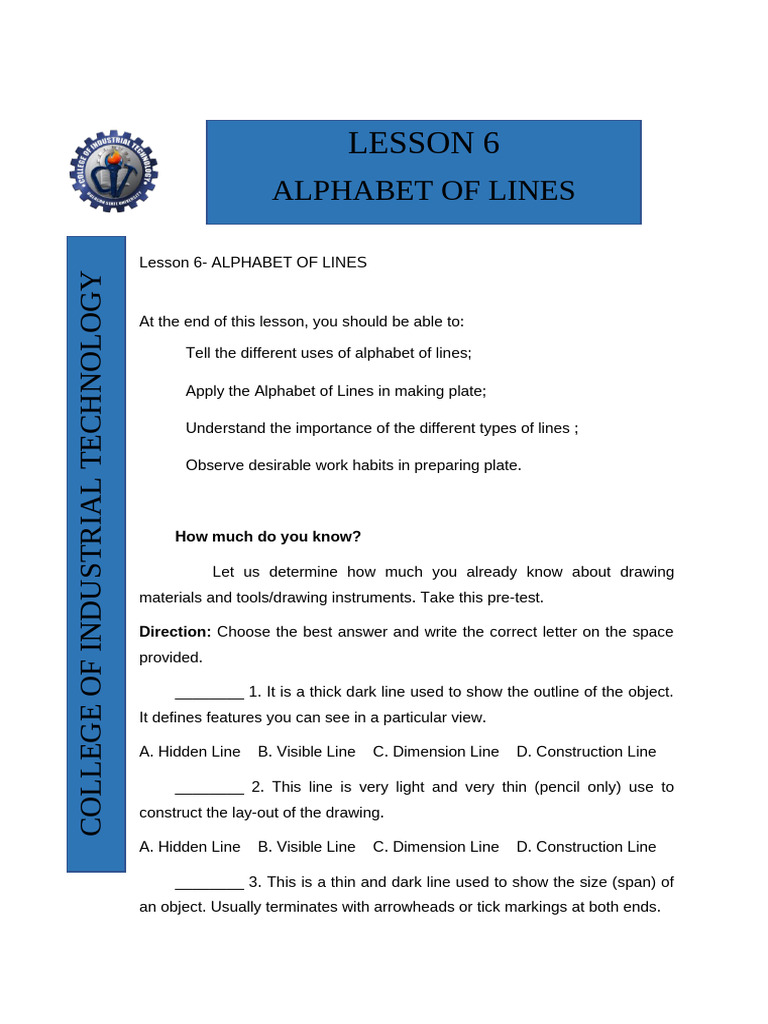 Understanding Alphabet of Lines | PDF | Drawing | Technical Drawing