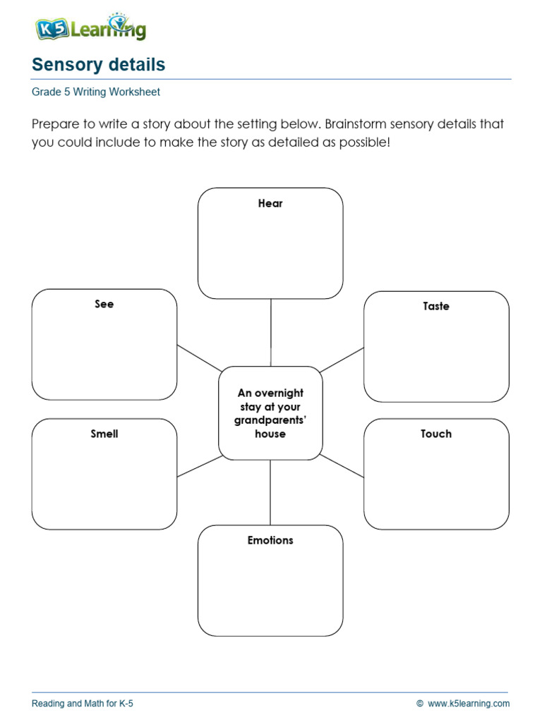 Grade 5 Writing: Sensory Details Worksheet | PDF | Neuroscience ...