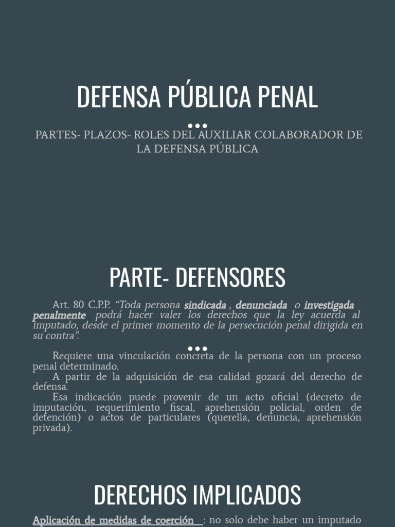 Derechos y Funciones en Defensa Penal | PDF | Queja | Ley procesal