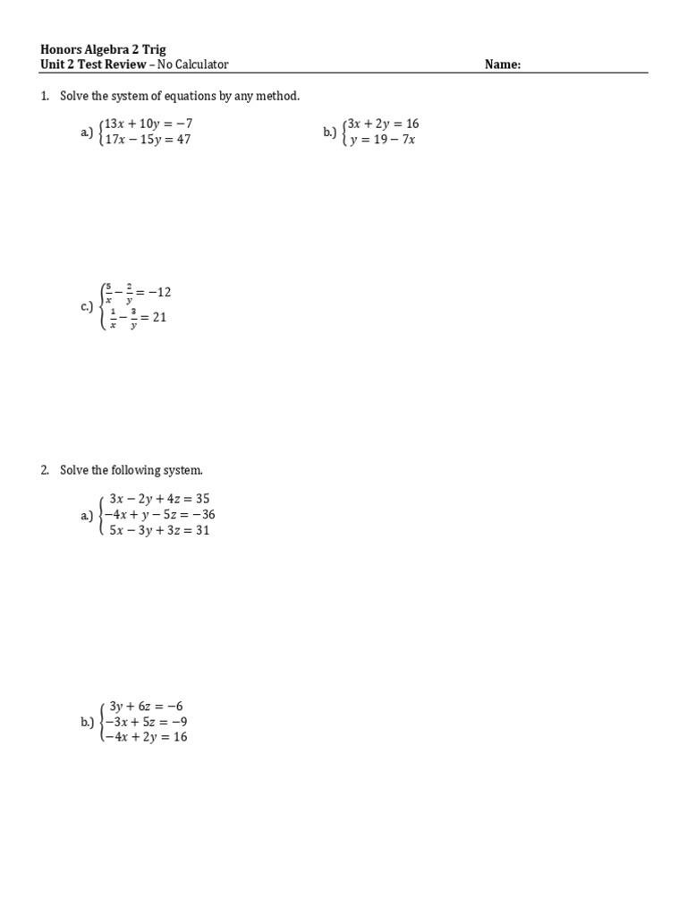 Unit 2 Test Review | PDF