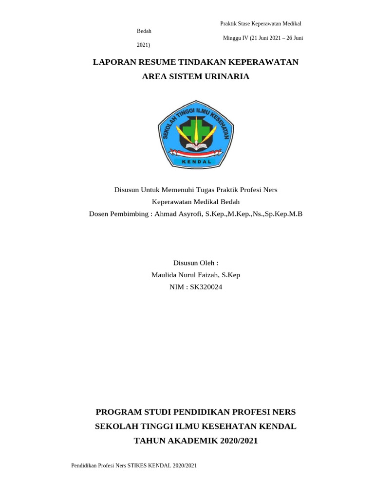 Maulida Nurul Faizah - SK320024 - Resume Tindakan Keperawatan Area ...
