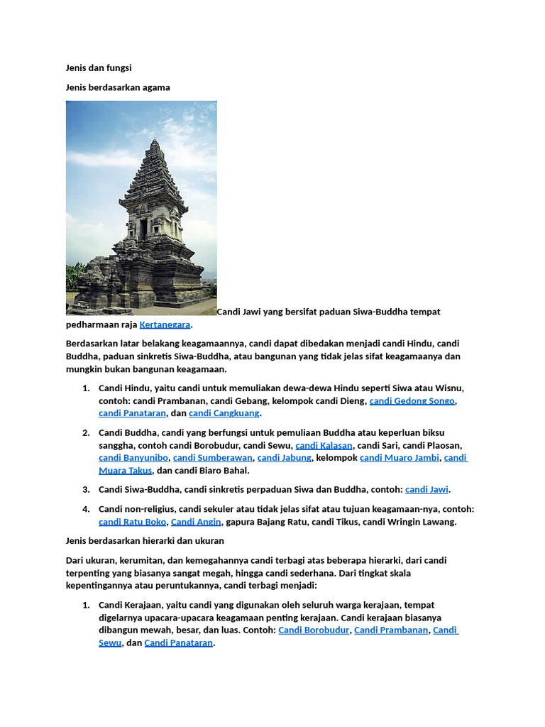 Jenis Dan Fungsi Candi | PDF