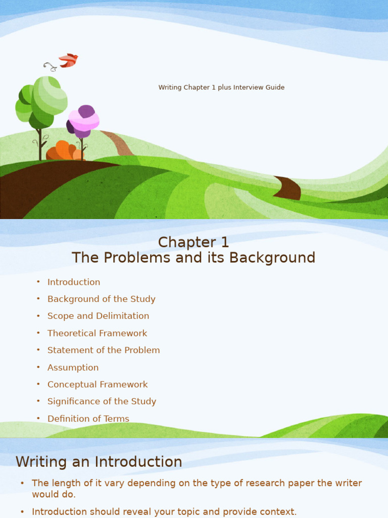 Writing Chapter 1 Plus Interview Guide | PDF | Theory | Methodology