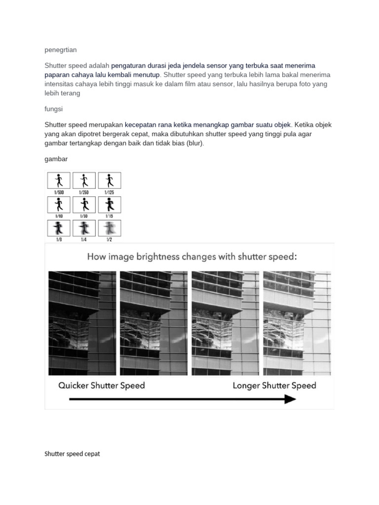 Memahami Shutter Speed dalam Fotografi | PDF