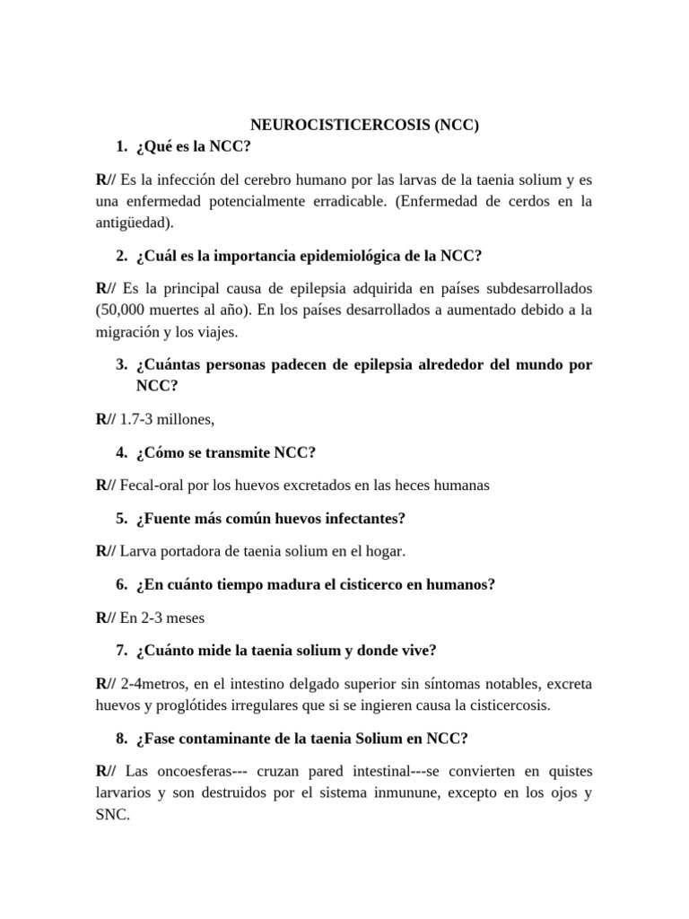 Neurocisticercosis: Causas, Síntomas y Tratamiento | PDF | Medicina ...